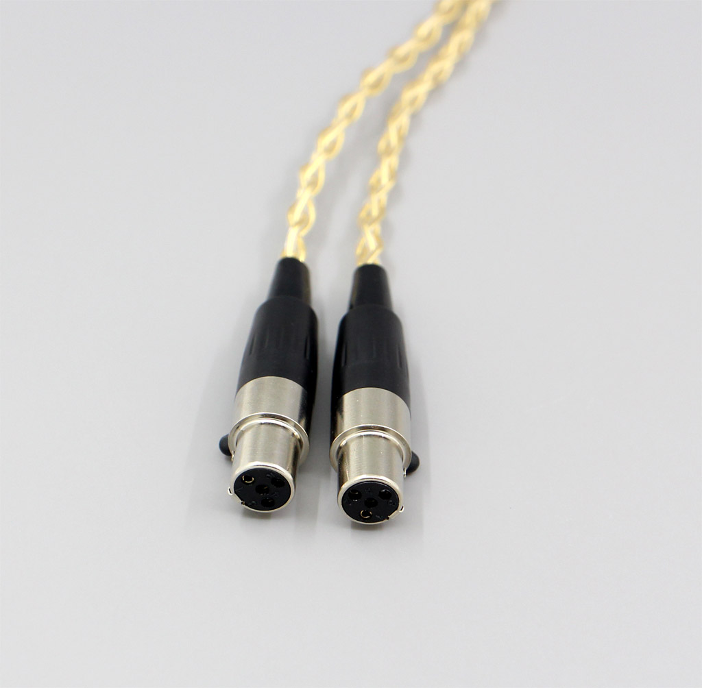 USD$160.00 - 4.4mm 8 Cores 99.99% Pure Silver + Gold Plated Earphone ...